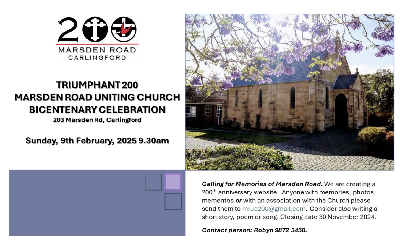 Marsden Road Uniting Church - Celebrating 200 Years!